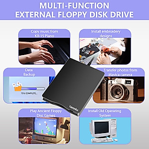 Yaeonku External Floppy Drive, 3.5" USB &Type C Floppy Disk Reader Portable 1.44 MB FDD for PC Windows 2000/XP/Vista/7/8/10/11