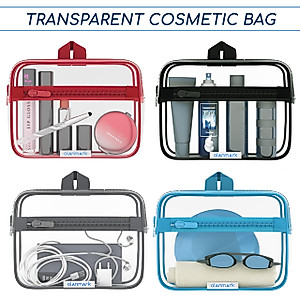 TSA Approved Toiletry Bag 3-1-1 Clear Travel Cosmetic Bag with Handle - Quart Size Bag with Zipper - Carry-on Luggage Clear Toiletry Bag for Liquids - Airport Airline TSA Compliant Bag for Man Women