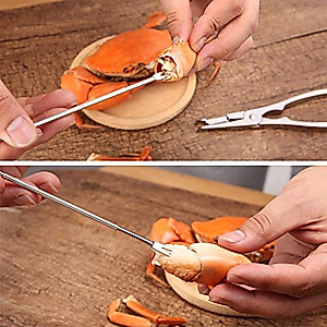 Ajmyonsp 8Pack Seafood Tools Set Crab Crackers Nut Cracker and Picks - 4 Crab Leg Forks 2 Stainless Steel Lobster Crackers 2 Shellfish Sheller Knife & Dishwasher Safe