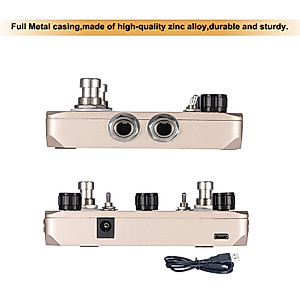 Rowin Twin Looper Station Electric Guitar Effect Pedal Loop Station for Guitarists Golden