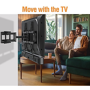 ELIVED Soundbar Mount, Sound Bar TV Bracket, for Mounting Above or Under TV, Fits Most Sound Bars Up to 15 Lbs, Tool-Free Knob Adjustable, for 23-90" TVs with Detachable Extension Arms and L-Brackets