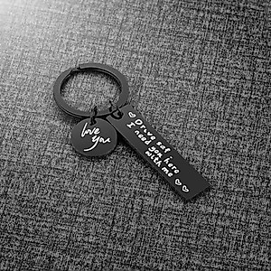 iWenSheng Drive Safe Keychain for Boyfriend - Drive Safe I Need You Here With Me Black Keyring Christmas Birthday Valentine’s Day Gifts for Him Boyfriend Husband Gifts