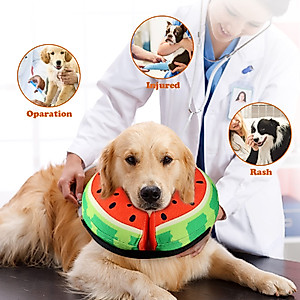 Dog Recovery Inflatable Collars Soft Donut Collar for Dogs and Cats After Surgery - Dog Protective Inflatable Neck Pillow - Does Not Block Vision E-Collar - Dog Cones Alternative (M, Red)