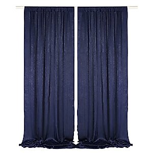 Cytdkve 2 Panels 4.8 Feet x 10 Feet Navy Blue Velvet-Like Wedding Backdrop Curtain Drapes, Silky Soft Window Curtains Panels for Wedding Ceremony Birthday Party Decorations