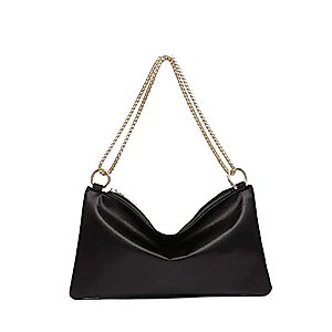 Verdusa Women's Satin Evening Handbag Shoulder Bag Purse Black one-size