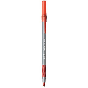 BIC America GSMG11RD Round Stic Grip Xtra Comfort Ballpoint Pen, Red Ink, Medium, Dozen (Pack of 12 pens)