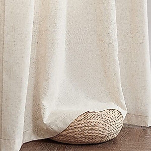 jinchan Linen Beige Curtains 84 Inch Long for Living Room Bedroom Farmhouse Grommet Top Light Filtering Window Drapes 50x84 Crude 2 Panels