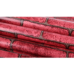 HOYOYO 17.8 x 78 Inches Self-Adhesive Shelf Liner, Self Adhesive Dresser Drawer Paper Wall Sticket Home Decoration, Red Brick