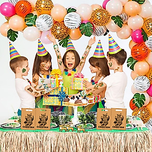 Lcnjscgo Cheetah Party Favors Cheetah Theme Slap Bracelets Key Chains Badge Temporary Tattoos Gift Bags for Kids Jungle Leopard Cheetah Birthday Party Baby Shower Safari Party Supplies