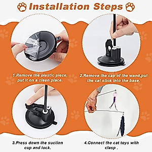 NBVNBV Cat toys,Cat Feather Toys,Interactive Toys with Super Suction Cup Bells for Indoor Bell Detachable 3 Pcs Replacements1butterfly Replacementfor Cats to Play Chase Exercise