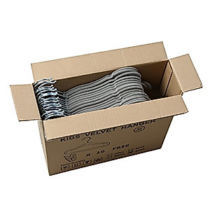 Finnhomy Non-Slip Clothes Hangers for Baby and Kids 30-Pack Velvet Hangers with 10 Finger Clips, Gray