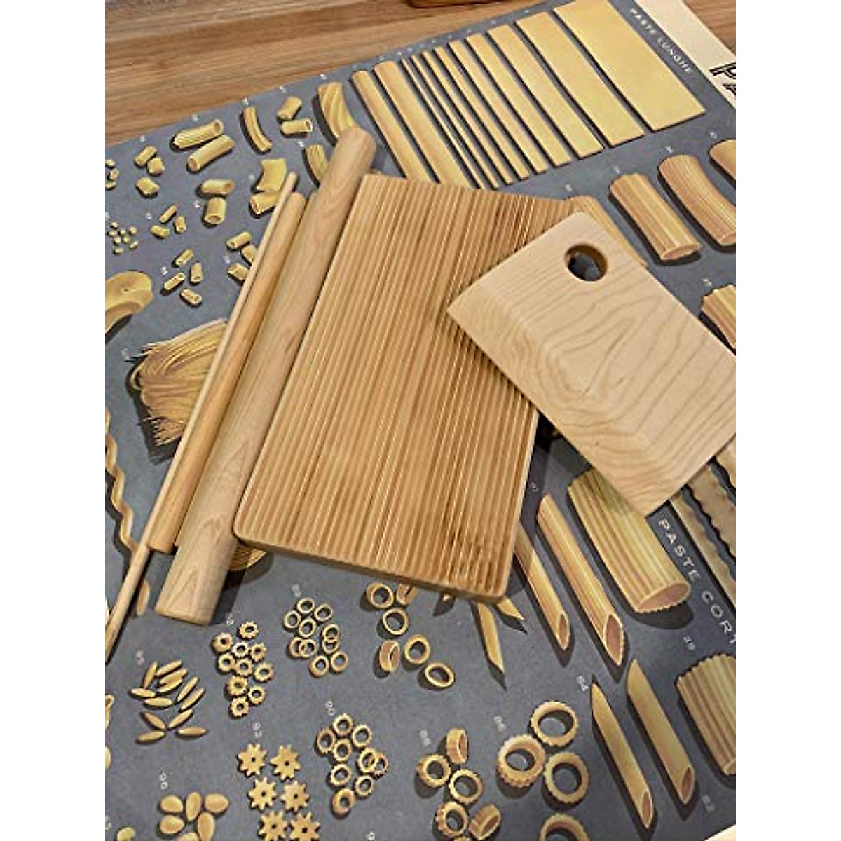Pasta board set, 6 piece, macaroni, trofie, gnocchi, garganelli