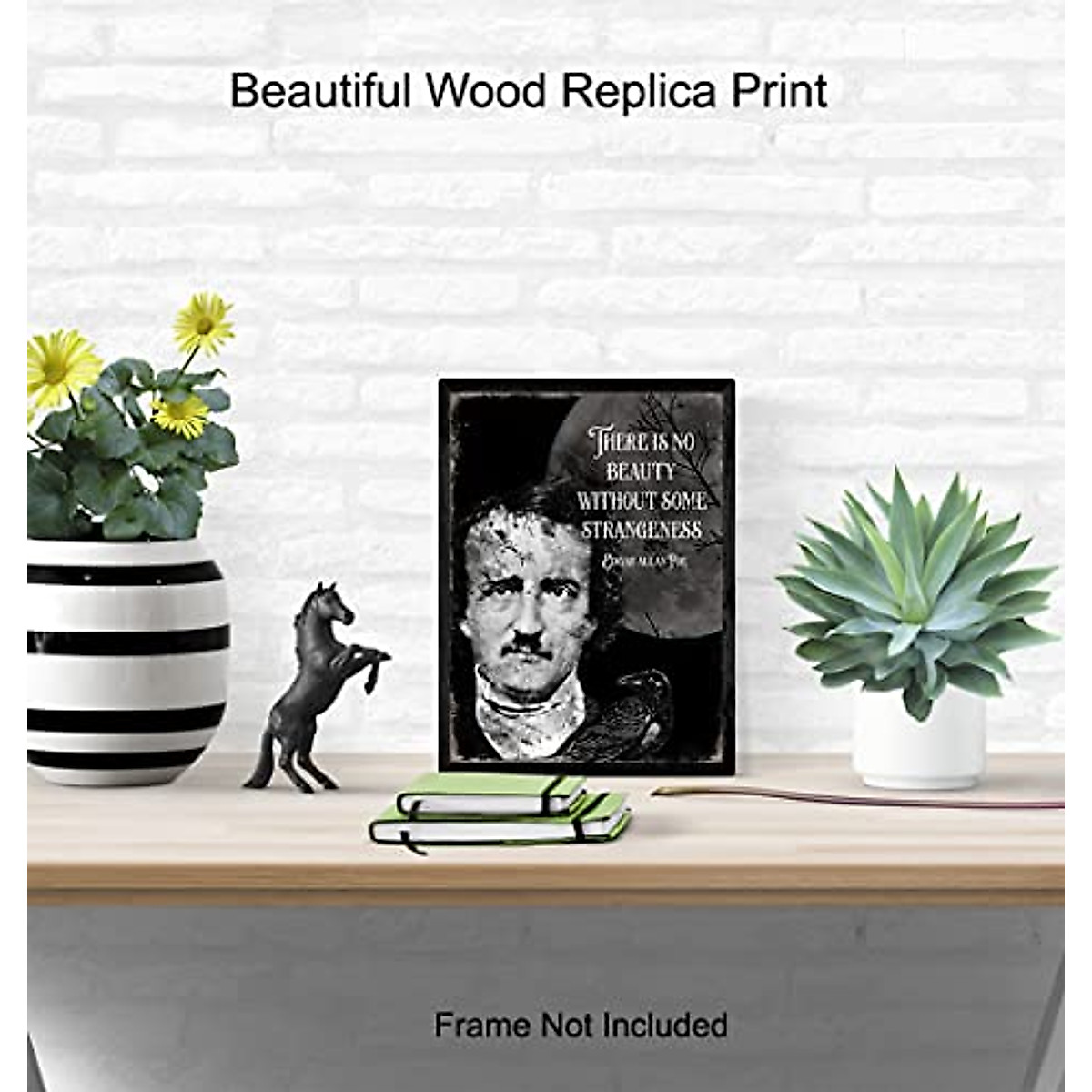 Edgar Allan Poe Gothic Decor - The Raven Spooky Creepy Scary Wall Art - Goth Poster Sign Picture Print - Pagan Witch Wicca, Wiccan Gifts - Inspirational Quotes Sayings Home Decor