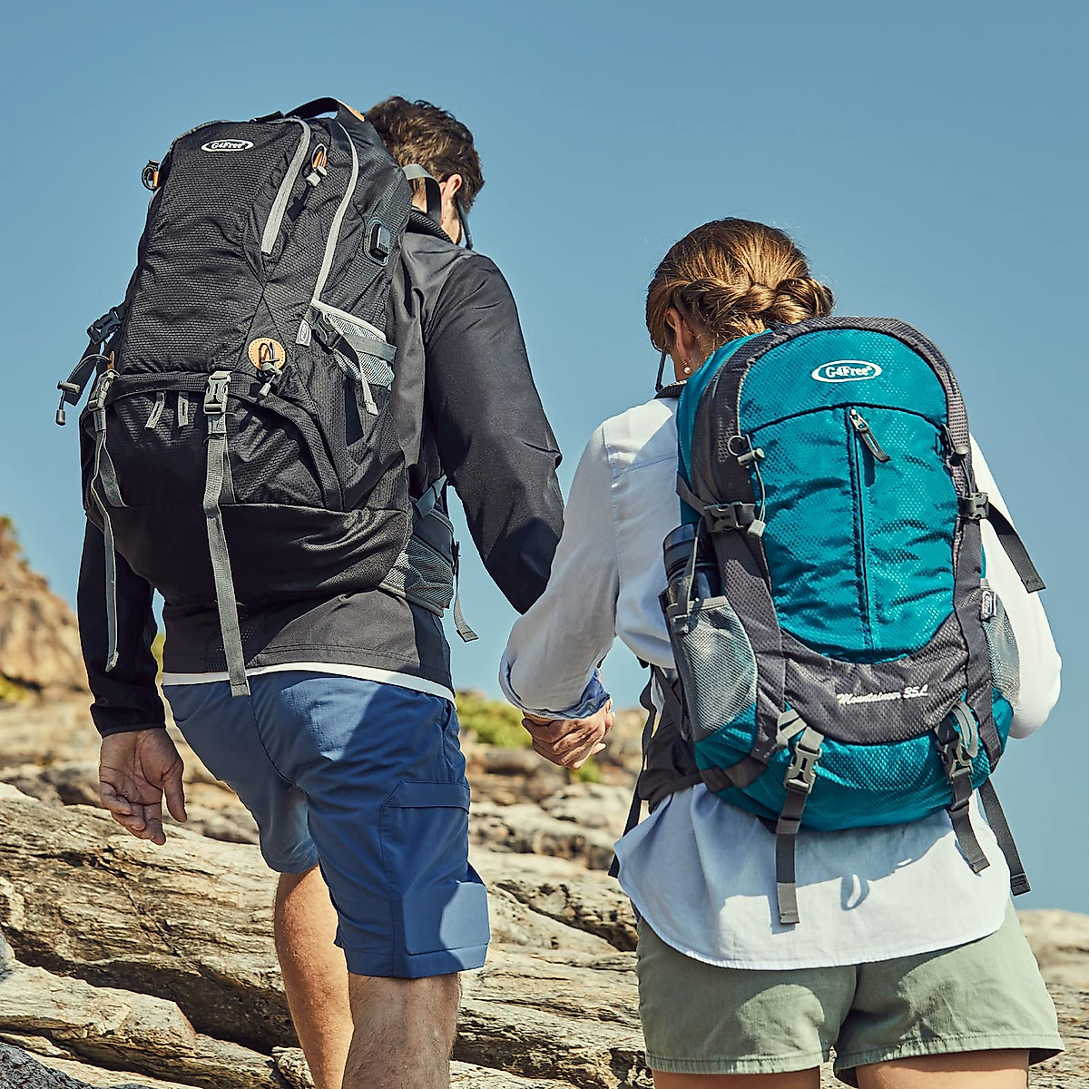 G4Free 50L Hiking Backpack Waterproof Daypack Outdoor Camping Climbing Backpack with Rain Cover for Men Women