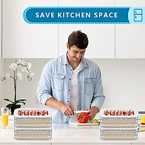 RKXQT Lunchmeat Storage Container for Fridge, Transparent Deli Lunch Meat Container for Refrigerator, Deli Container with Lid for Bacon, Lunch Meat, Stackable Cold Cuts, Vegetable and Cheese, 3pcs.