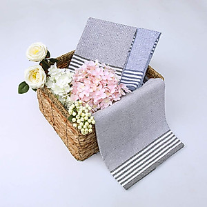 Wenzhi Kitchen Dish Towels for Washing Dishes, Cotton Light Blue Kitchen Towels for Drying, 19x28 Inches Tea Towels Pack of 3