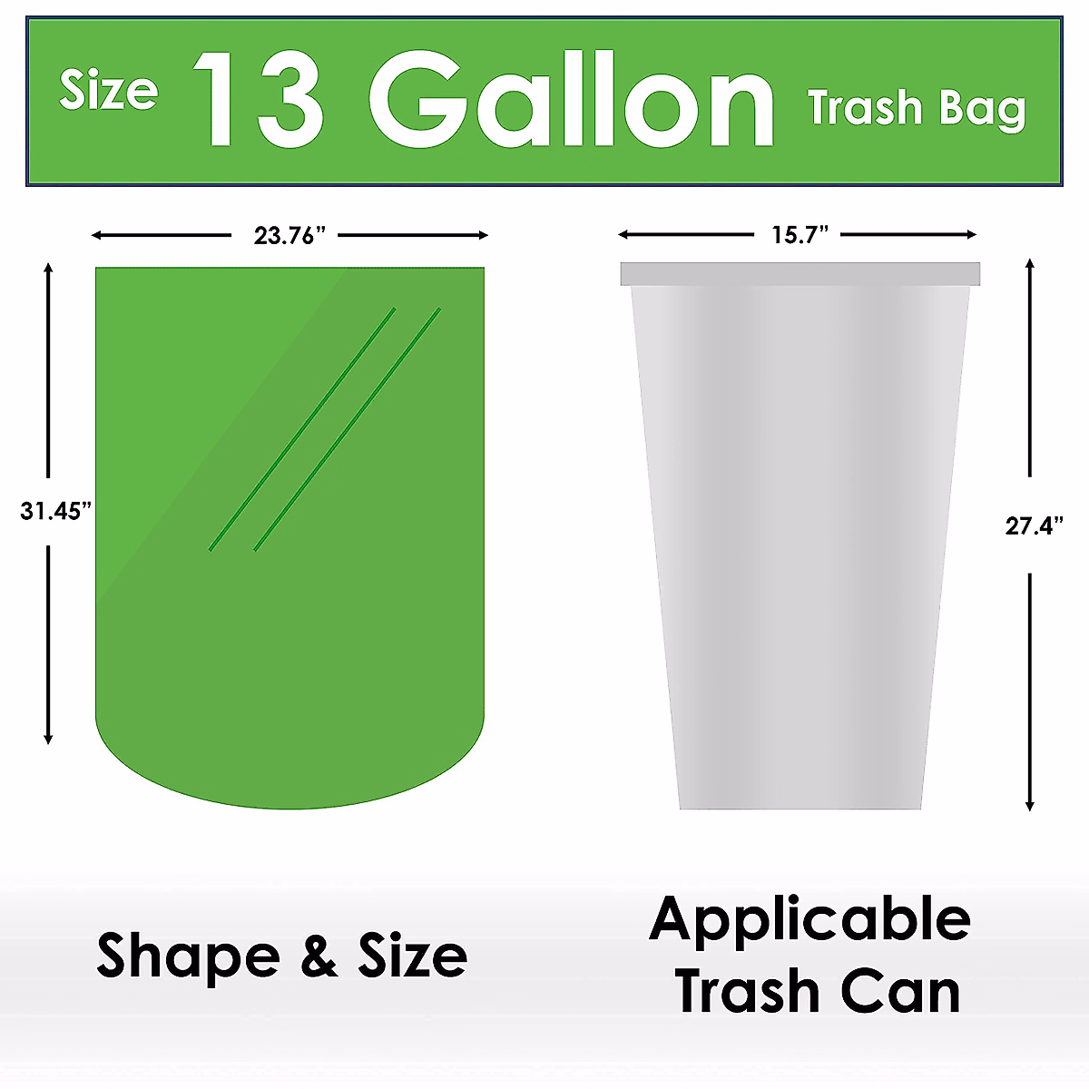 Cacus 100% Compostable Trash Bags, 13 Gallon/49.2L, 80 Count, Heavy Duty 0.90 Mils Thickness, Tall Kitchen Trash Bags, Food Waste Bags, US BPI ASTM D6400 and Europe OK Compost Home Certified