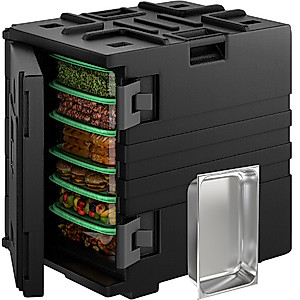 YITAHOME Insulated Food Pan Carrier, 82 Qt LLDPE Hot Box for Catering w/Stainless Steel Pan, Portable Food Warmer Box for 5 Full-Size Pans, Ideal for Restaurant Family Gathering