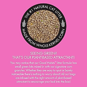 WORLD'S BEST CAT LITTER Good Habits Cat Attract Litter | Natural Plant-Based Attractant | Multicat Flushable Corn Litter | Unscented Odor Control | Low Tracking & Lightweight | Made in USA 15lb Bag