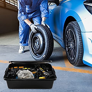 Fiaze 3 Packs Plastic Bus Tubs, 13L Commercial Bus Tubs with Lid, Food Service Tub, Black