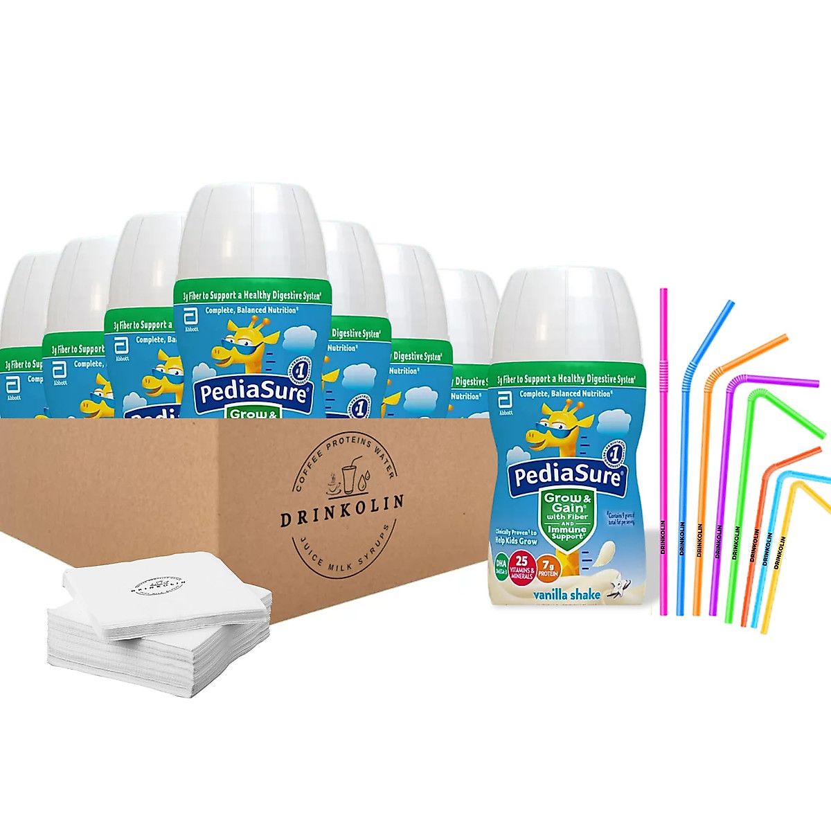 Pediasure Nutritional Grow & Gain Shake with Fiber and Immune Support, Vanilla (8 fl oz) 8pack