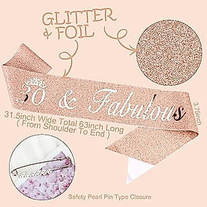 TOBATOBA 30th Birthday Decorations for Women, 30th Birthday Sash 30th Birthday Crown, Birthday Candles and Cake Toppers, 30th Birthday Gifts for Her, 30 Years Birthday Decorations, Rose Gold