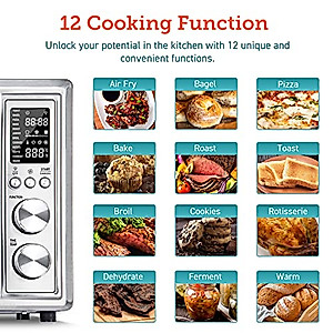 COSORI Air Fryer Toaster Oven, 12-in-1 Convection Oven Countertop with Rotisserie, Stainless Steel 32QT/32L, 6-Slice Toast, 13-inch Pizza,100 Recipes, Basket, Tray(6 Accessories)Included, CO130-AO
