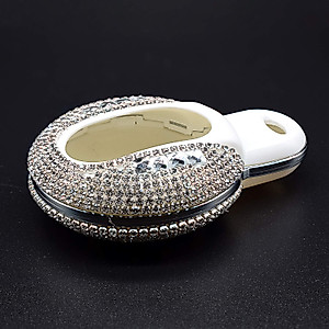 PGONE Luxury Bling Crystal Diamond Lady Key Fob Case Cover KeyChain Compatible with MINI COOPER 3/4 Buttons Keyless Entry Remote Control Smart Key Protective Shell Bag F54 F55 F56 F57 F60 (Silver)