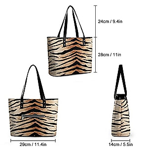 Womens Handbag Tiger Animal Skin Texture Leather Tote Bag Top Handle Satchel Bags For Lady