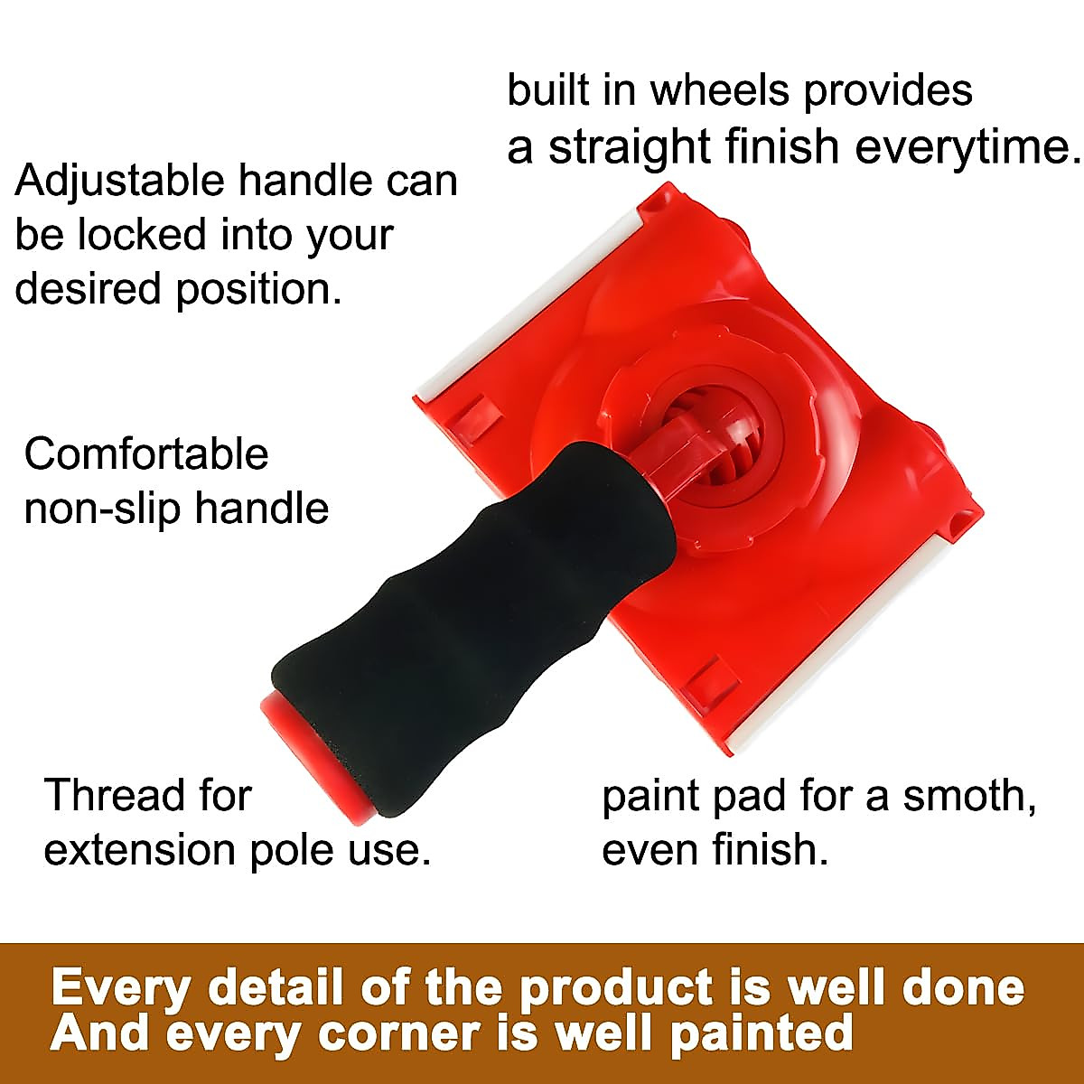 BANCOO RSL43 Paint Edge Trimmer Plus Two Replace Pads | Corner Walls & Ceilings Pad Painter | Paint Pad Applicator | Edge Painting Tool with Painter's Pad Refills | Paint Edger for Wall Painting