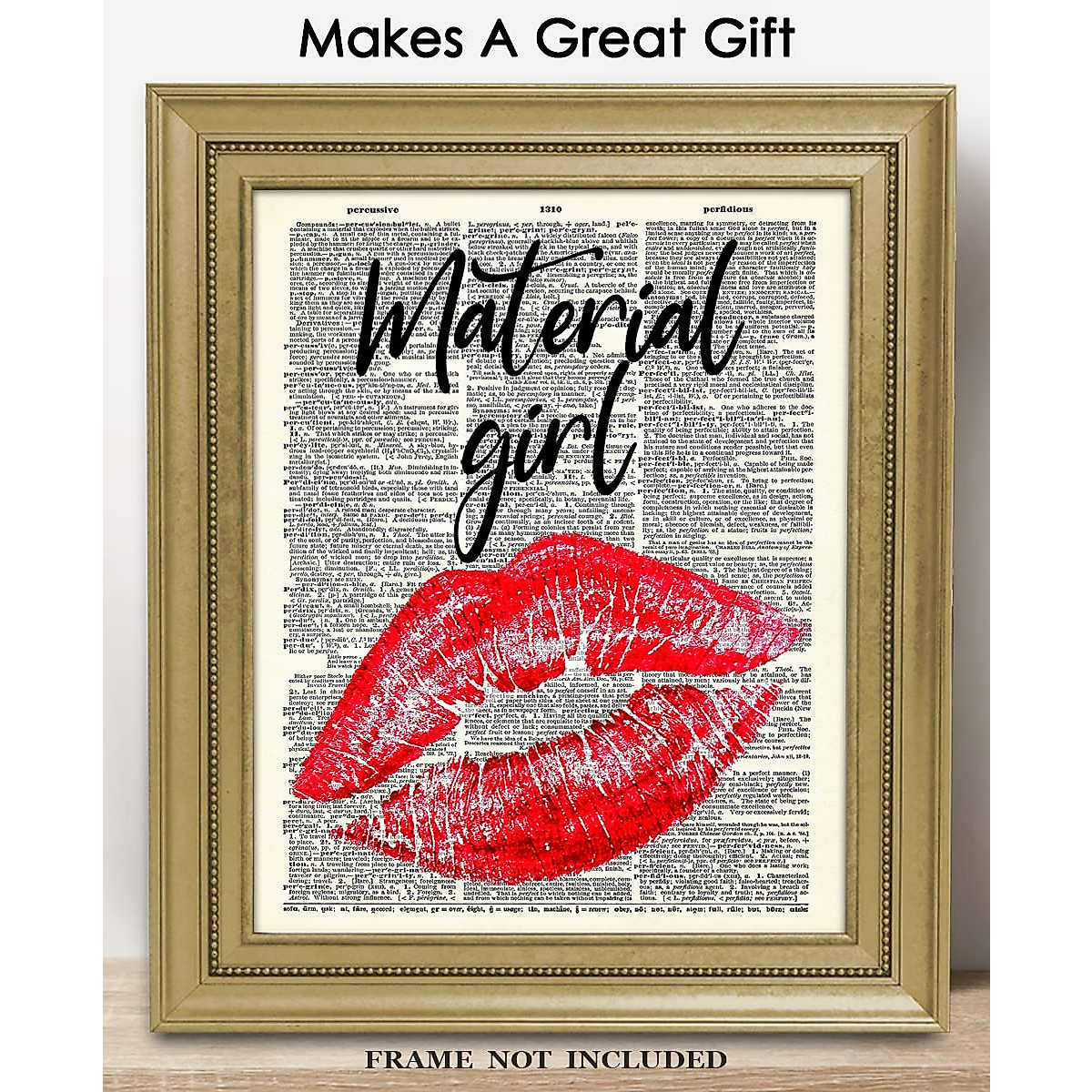 Positive Affirmations Wall Decor for Kids: "Material Girl" Madonna Dictionary Wall Art Print 8x10 Inspirational, Motivational Poster & Motivational Wall Art Office Decor for Men & Women