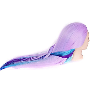 Mannequin Head with Hair 26" hair mannequin doll head hair styling manikin head Cosmetology Doll Head Multicolored Synthetic Fiber Hair（Table Clamp Stand Included)(Cherry Blossom four colors)