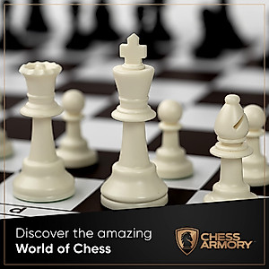Chess Armory Deluxe Foldable Chess Set w/Chess Board, Chess Clock and Carrying Bag - A Mobile Tournament Chess Set with Clock & Weighted Chess Pieces- Play Anywhere w/Chess Armory Outdoor Chess Set.