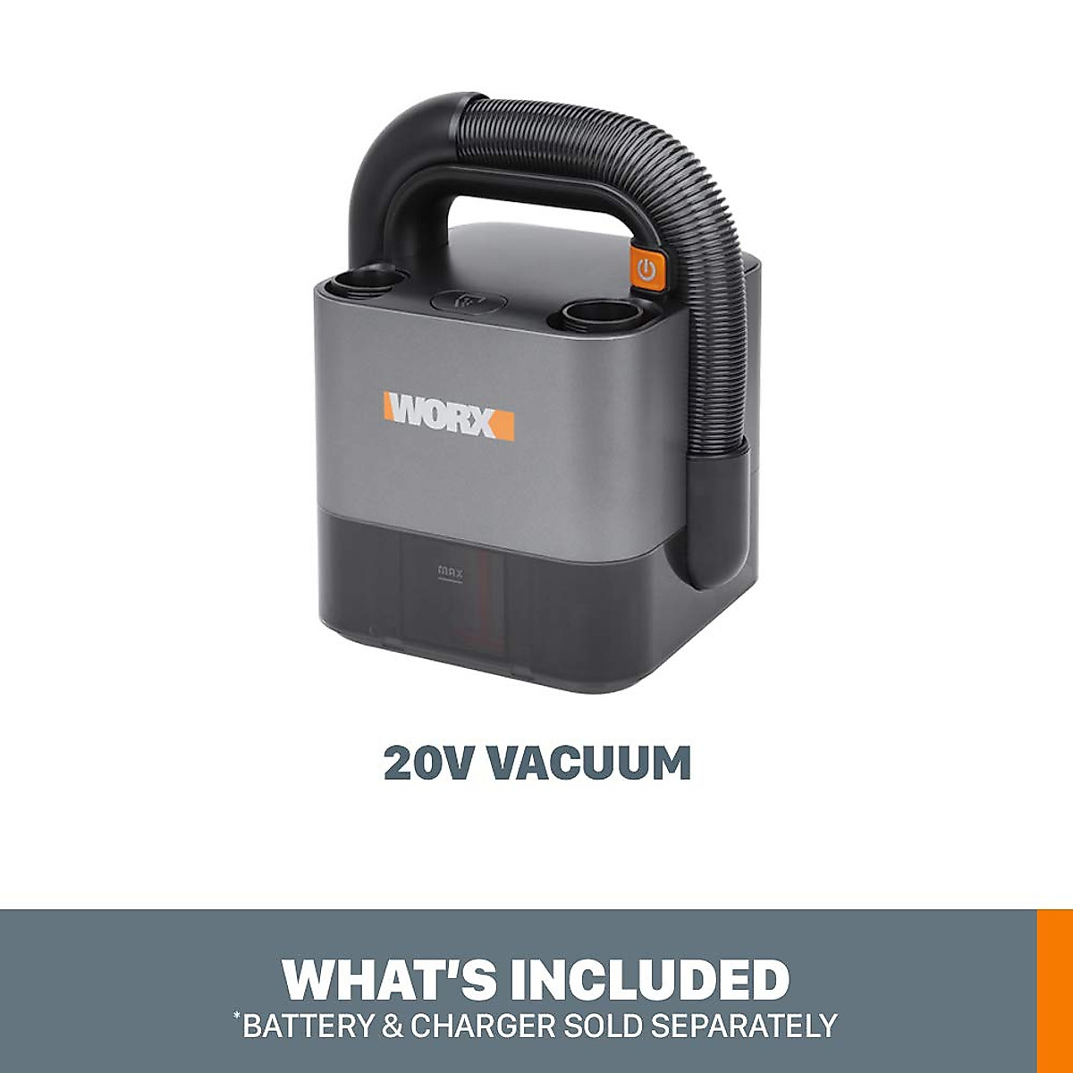WORX WX030L.9 20V Power Share Cordless Cube Vac Compact Vacuum, Bare Tool Only, Black