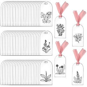 CosCosX 80Pcs Wedding Blank Arched Acrylic Place Cards Clear Wedding Reserved Seating Signs with Ribbon Name Tag Seat Label Square Hole for Table Setting Numbers Guest Names Party Accessories Supplies