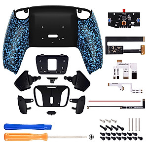 eXtremeRate Textured Blue Programable RISE4 Remap Kit for PS5 Controller BDM 010 & BDM 020, Upgrade Board & Redesigned Back Shell & 4 Back Buttons for PS5 Controller - Controller NOT Included