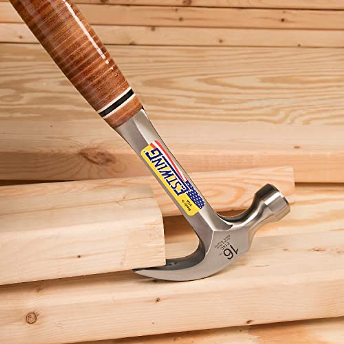 ESTWING Hammer - 16 oz Curved Claw with Smooth Face & Genuine Leather Grip - E16C