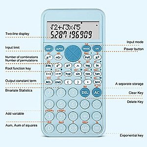 Altsuceser 2 Line Electronic Scientific Calculator 240 Functions Arithmetic Calculator Large Display Math Calculator for Student Teacher Classroom High School College School Business Offices Blue