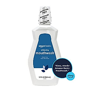 Amazon Basics Teeth Whitening Mouthwash, Alcohol-Free, Clean Mint, 32 Fluid Ounces, 1-Pack, Previously Solimo