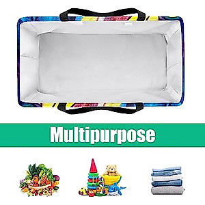 KQNZT Reusable Grocery Bags, Large Foldable Reusable Shopping Tote Bags Bulk for Groceries, Waterproof Kitchen Cloth Produce Bags with Long Handles, Oil Painting Artistic Peacock Feather