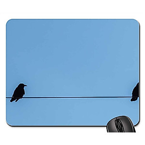 Mouse Pad - Stare Power Line Birds Persevere Animal Black