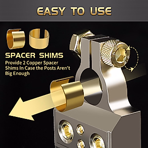 TONDA Battery Terminals, 0/4/8/10 Gauge Battery Terminal Connectors with Shims and Protective Covers, Car Battery Cable Ends, 1 pair