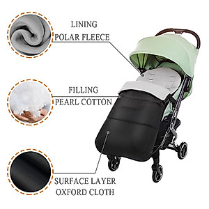JOFOL BABE Baby Bunting Bag Stroller Footmuff - Warm Bunting Bag Baby Stroller - Winter Baby Bunting Bag Stroller - Universal Stroller Bunting Bag Infant - Outdoor Stroller Sleeping Bag Toddler (Grey)