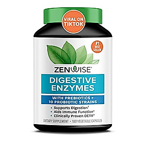 Zenwise Probiotic Digestive Multi Enzymes, Probiotics for Digestive Health, Bloating Relief for Women and Men, Enzymes for Digestion with Prebiotics and Probiotics for Gut Health - 180 Count