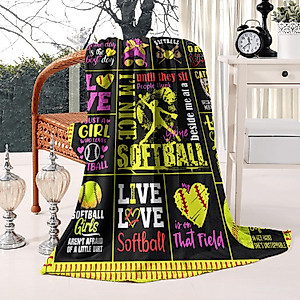 Raweeroner Softball Gifts,Softball Blanket,Gifts for Softball Players,Softball Blanket Gifts for Girls,Softball Room Decor,Softball Decor for Girls Bedroom