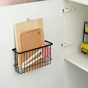 Toplife Wall Door Adhesive Kitchen Wrap Organizer Rack, No Drilling, Black