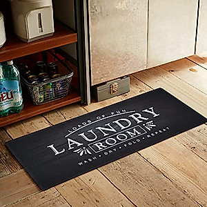 USTIDE Laundry Room Rug, Black Laundry Room Rug Runner 20x48, Non Skid Laundry Room Decor Black Area Rug, Kitchen Mat Floor Mat for Bathroom Washroom Kitchen Sink Mat
