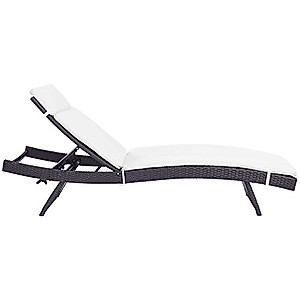 Crosley Furniture Biscayne Reclining Wicker Outdoor Chaise Lounge Chair for Patio, Deck, Backyard, Poolside, White