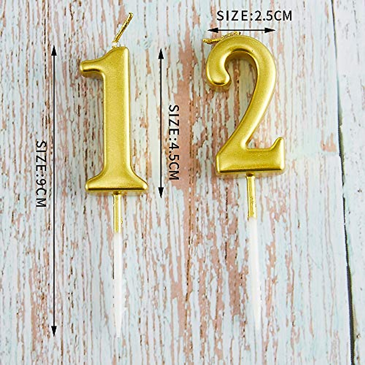 10 Pieces Birthday Candles Cake Numeral Candles Number 0-9 Glitter Cake Topper Decoration for Party, Wedding, Bottle Service, Night Club,Kids ,Adults (Gold)