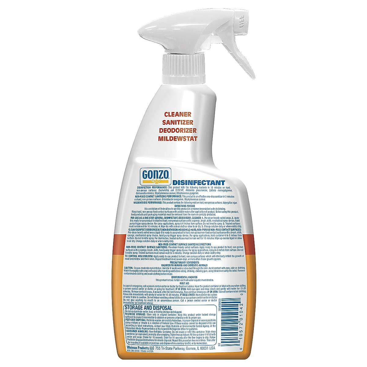 Gonzo Disinfectant Spray & Multipurpose Cleaner - 24 Ounce (2 Pack) Citrus - Odor Eliminator, Disinfectant, Flood Fire Water Damage Restoration